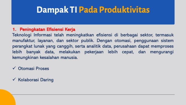 Etika Profesi TI - 6 Dampak TI Pada Standar Hidup & Produktivitas | PDF