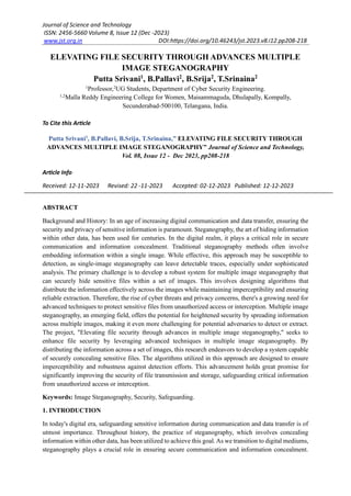 ELEVATING FILE SECURITY THROUGH ADVANCES MULTIPLE IMAGE STEGANOGRAPHY | PDF