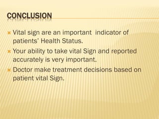 VITAL SIGNS, Temperature, Pulse, Respiration, Blood pressure (B/P) | PDF