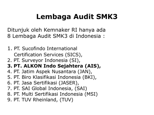 6.materi pelatihan Pelaksana Audit SMK3.pptx