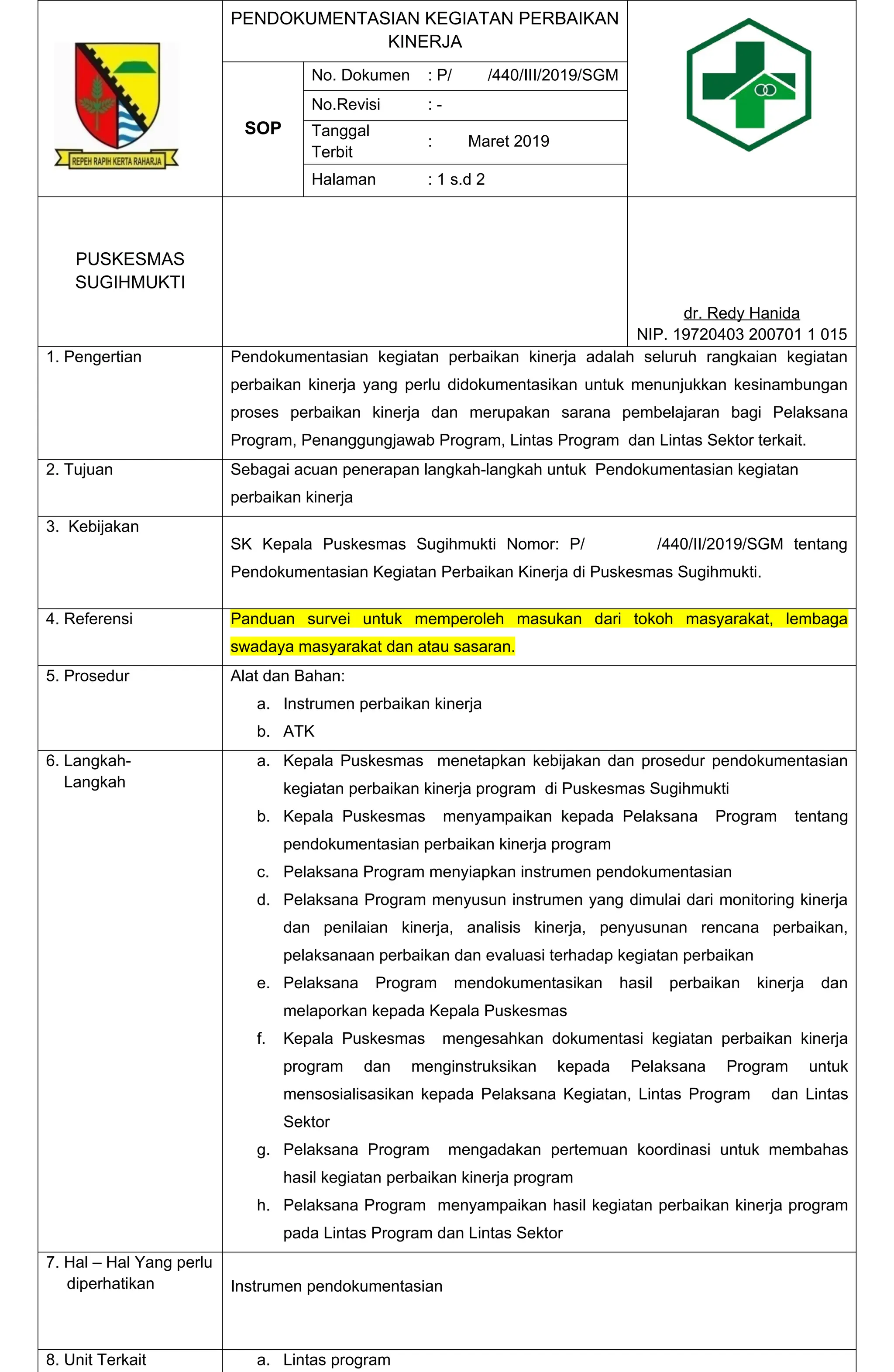 6.1.5.1 SOP PENDOKUMENTASIAN PERBAIKAN KINERJA.docx