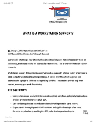 What is a workstation support? IT Support | PDF