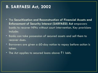 NPA Recovery Mechanism in India - A comprehensive Overview | PPTX