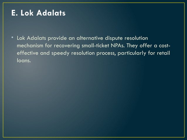 NPA Recovery Mechanism in India - A comprehensive Overview | PPTX