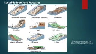6. Land slides types causes Landslide: refers to the downward sliding ...