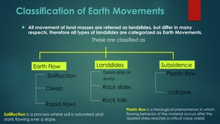 6. Land slides types causes Landslide: refers to the downward sliding ...