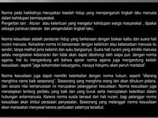 Norma Dalam Kehidupan Masyarakat ( Macam-macam Norma, Norma Kesusilaan ...