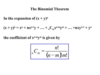 6.1 Binomial expansion of (a+b)n file in math classes | PPT