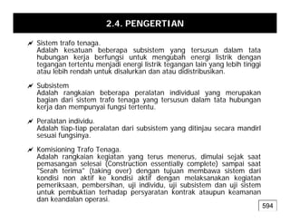 KOMISIONING GI DAN TRAFO pada sistem tenaga listrik | PPT