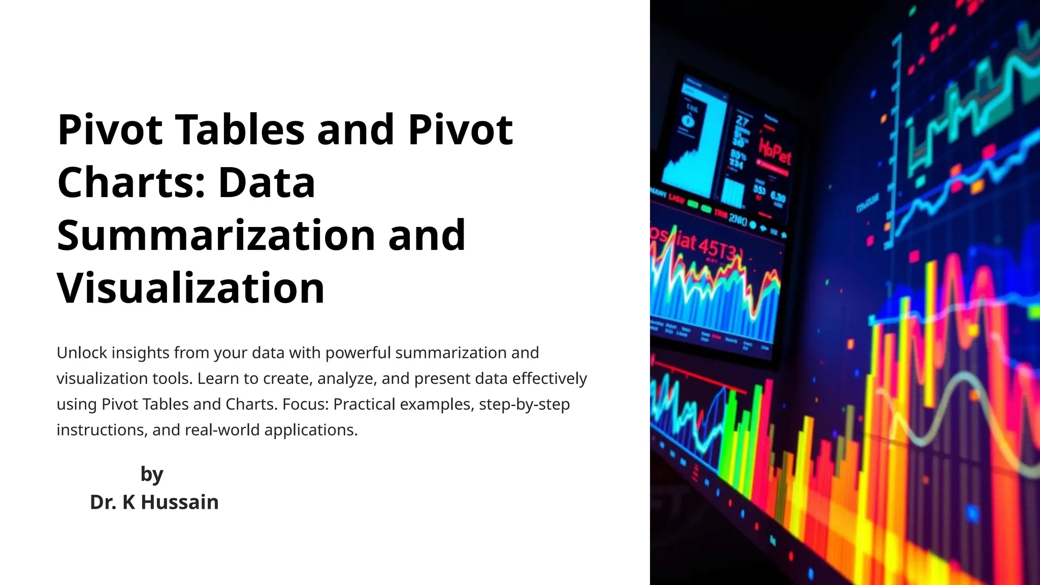 Pivot Tables And Pivot Charts Data Summarization And Visualization Pptx