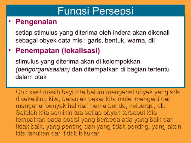 Proses Sensasi pada manusia sehingga menimbulkan persepsi | PPT