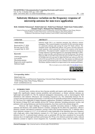 Substrate thickness variation on the frequency response of microstrip ...
