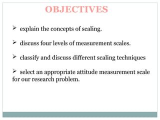 Scaling.pptx Scale rdinal Scale, Nominal Scale, Sample size, Order | PPTX
