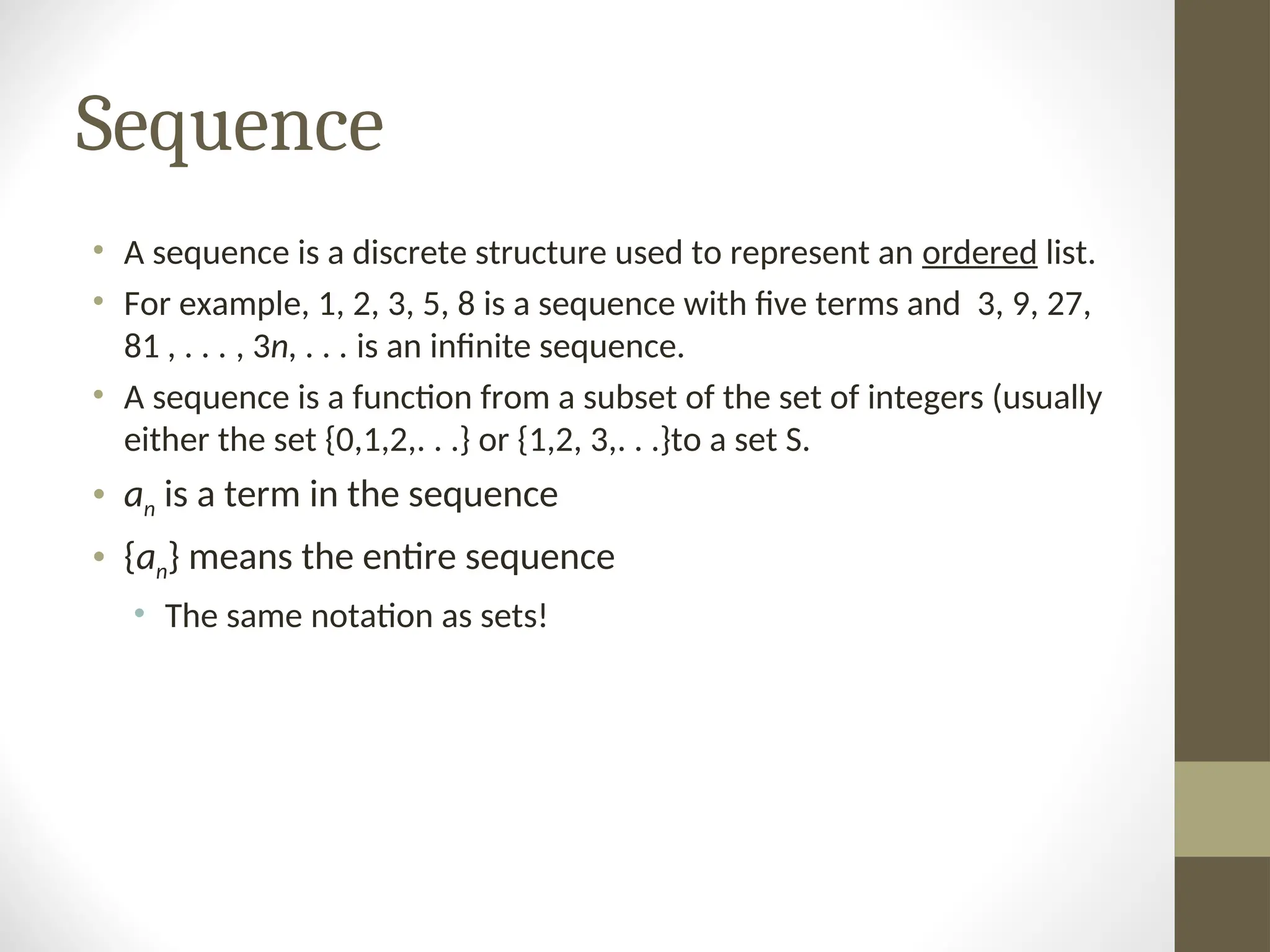 Sequences and summations Discrete structures.ppt