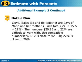 6 2 estimate with percents | PPT