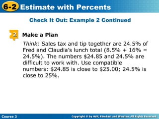 6 2 estimate with percents | PPT