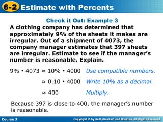 6 2 estimate with percents | PPT