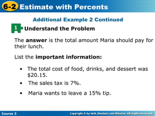 6 2 estimate with percents | PPT