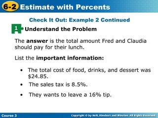 6 2 estimate with percents | PPT
