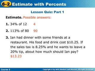 6 2 estimate with percents | PPT