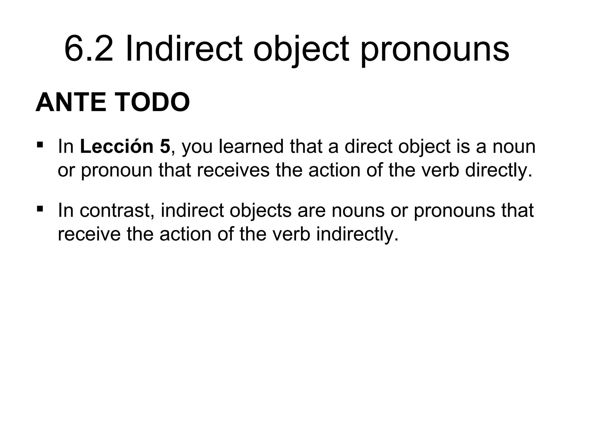 6.2 Indirect object pronouns | PPT