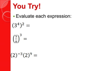 6 2 properties of exponents | PPT
