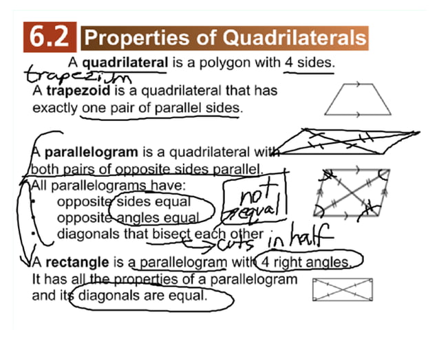 6.2 Properties of Quadrilaterals notes | PPT