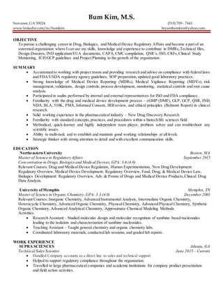 6 3-2016 regulatory affairs entry level resume bum kim | DOCX