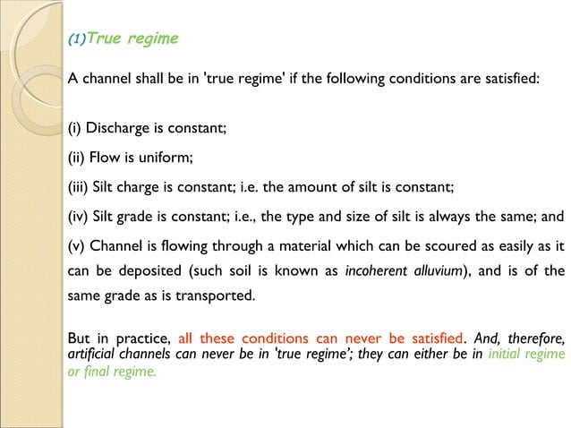 Lacey Regime Theory - Irrigation Engineering | PPT | Geography | Science