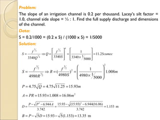 Lacey Regime Theory - Irrigation Engineering | PPT