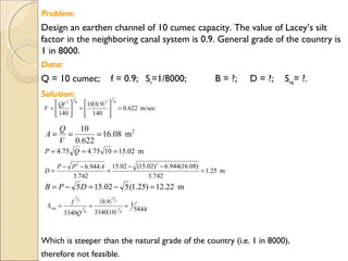 Lacey Regime Theory - Irrigation Engineering | PPT
