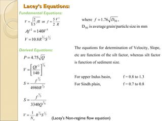 Lacey Regime Theory - Irrigation Engineering