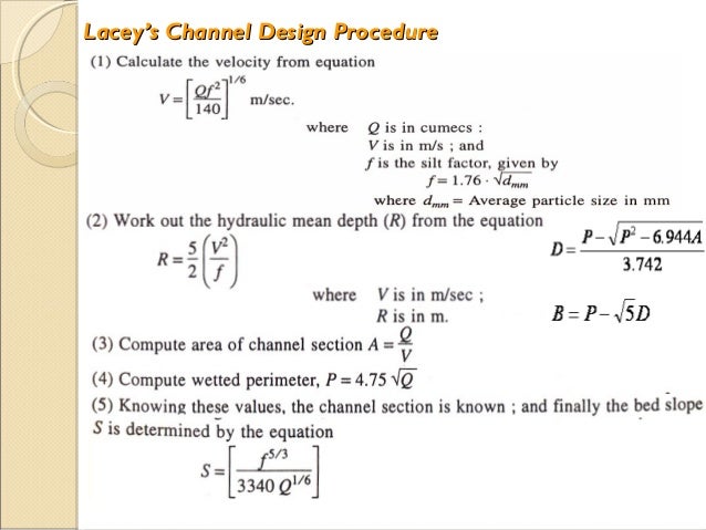 Lacey Regime Theory - Irrigation Engineering