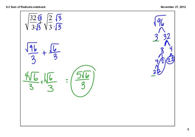 6.3 adding and subtracting radicals