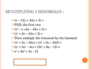 6 3 Add,Sub,Mult Polynomials | PPT
