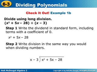 6-3 Dividing Polynomials for grade 10.ppt