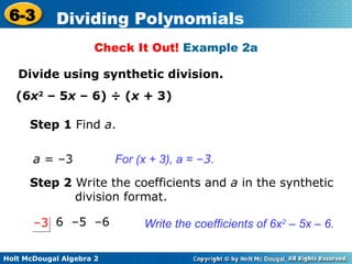 6-3 Dividing Polynomials for grade 10.ppt