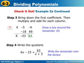 6-3 Dividing Polynomials for grade 10.ppt