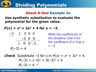 6-3 Dividing Polynomials for grade 10.ppt