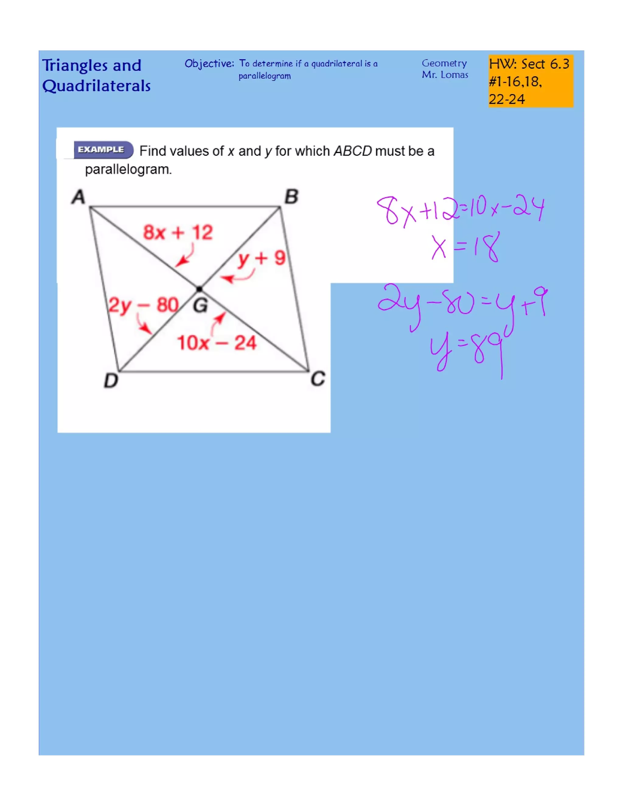 6 3 proving quadrilaterals to be parallelograms | PDF