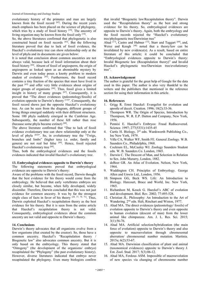 Embryological evidences opposite to Darwin’s theory: Biogenetic law ...