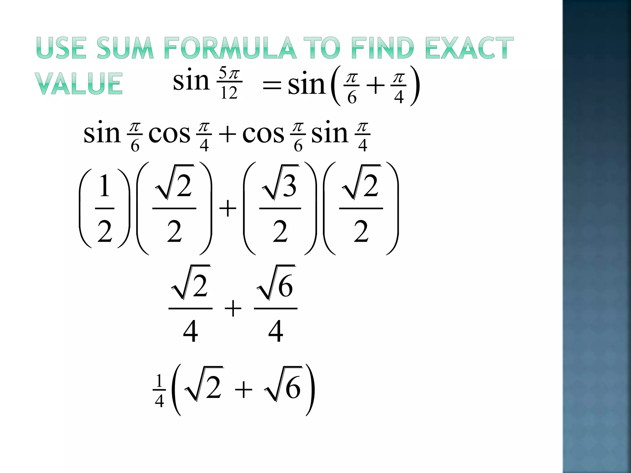 6.4.2 sum and difference formulas | PPTX