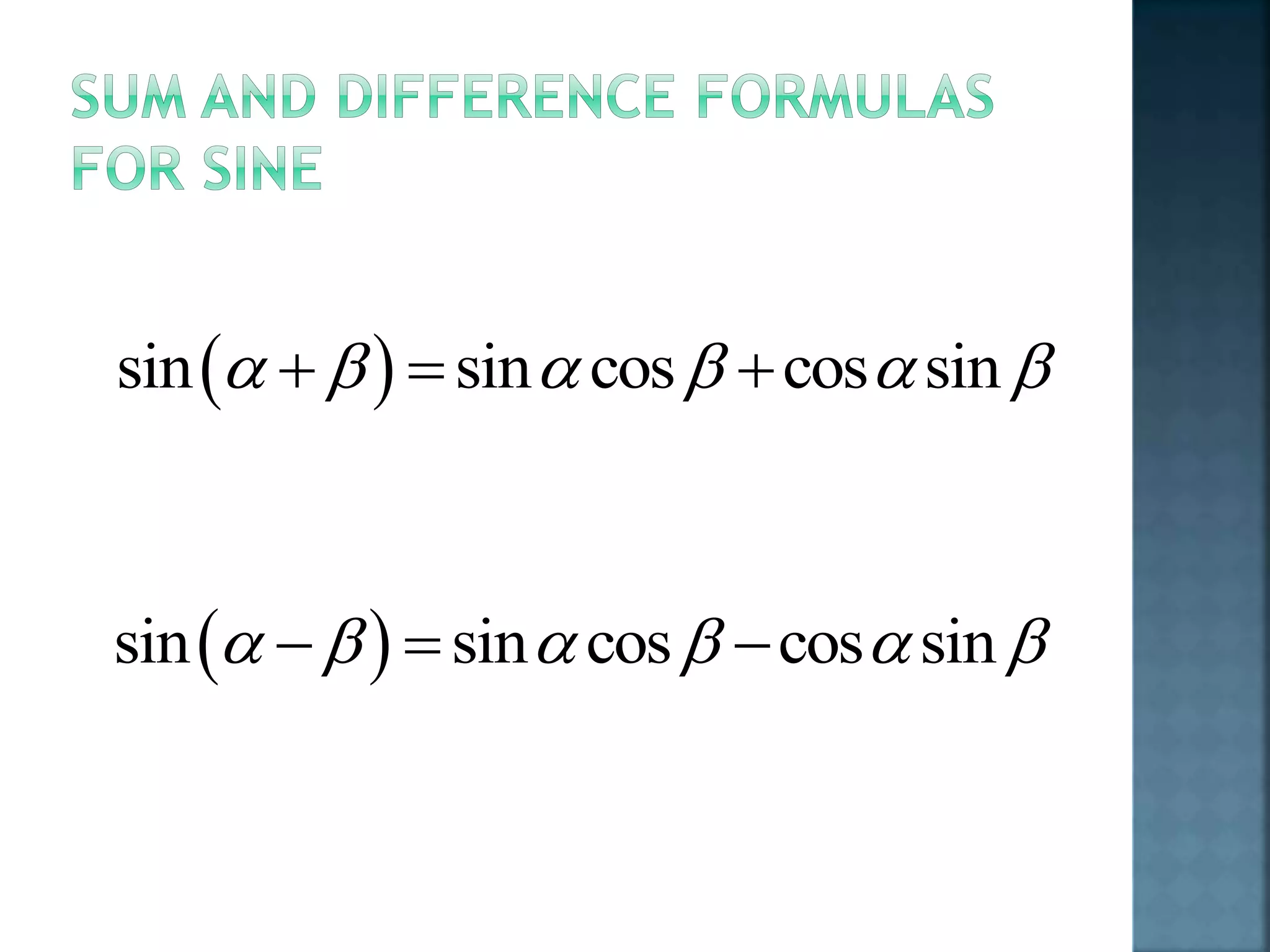 6.4.2 sum and difference formulas | PPTX