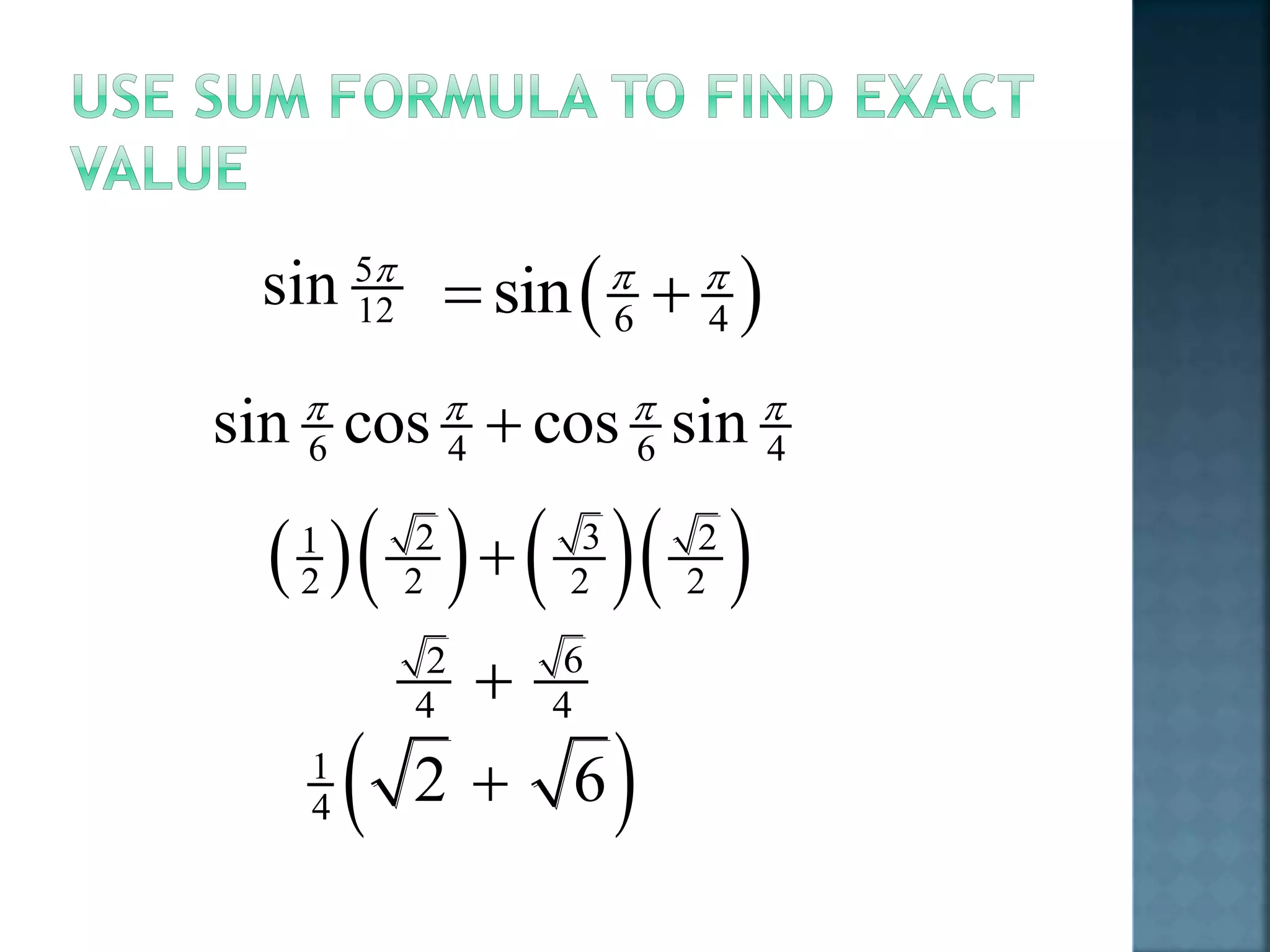 6.4.2 sum and difference formulas | PPTX