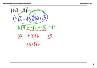 6.4 binomials containing radicals | PDF