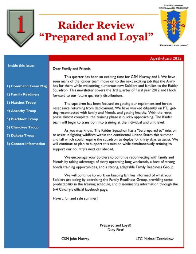 6 4 cav 3rd quarter fy12 newsletter | PDF