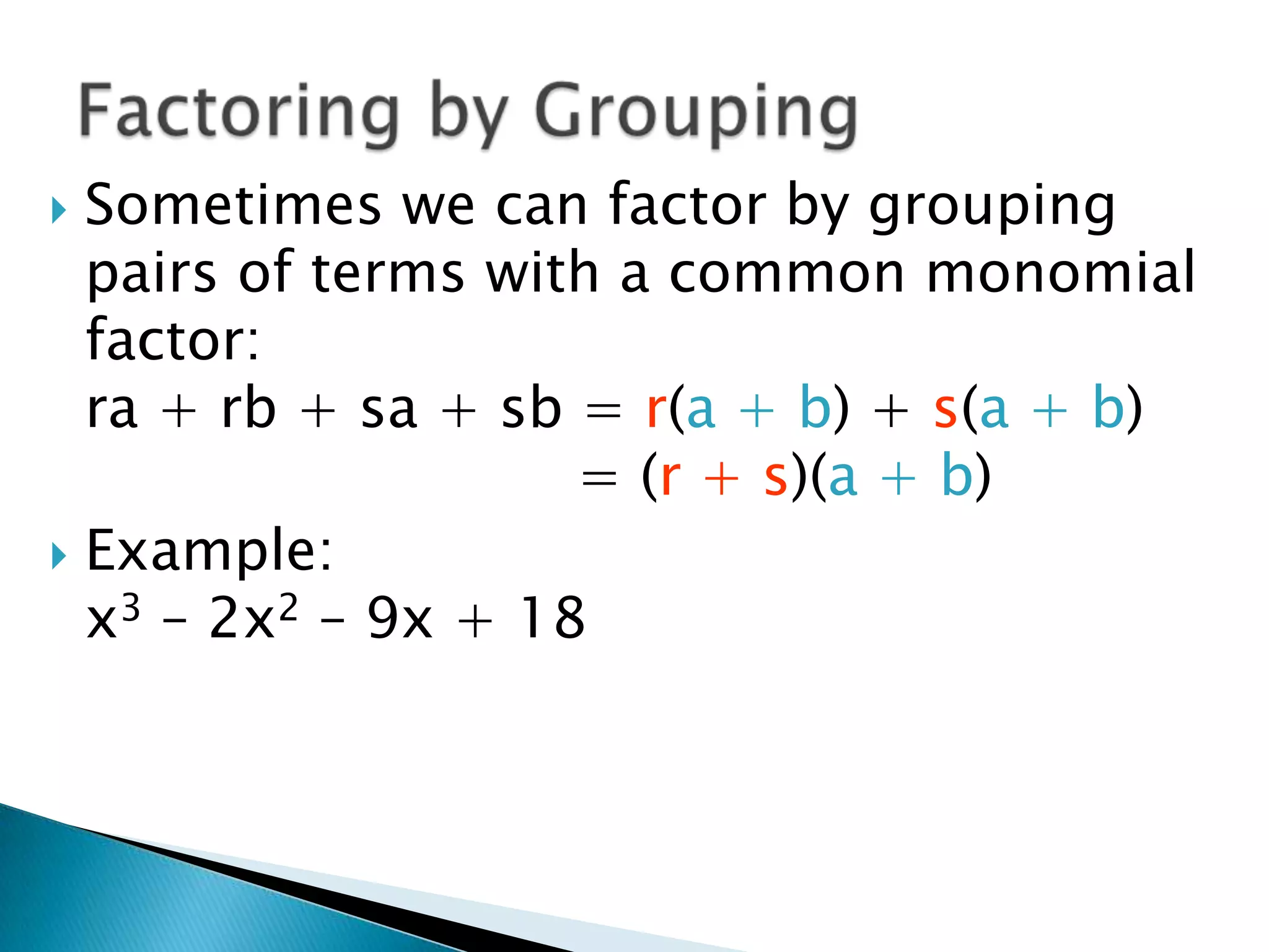 6.4 factoring and solving polynomial equations | PPTX