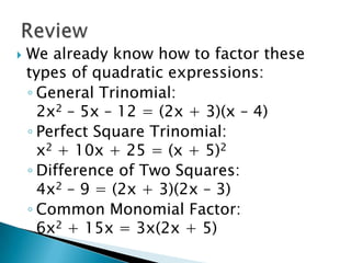 6.4 factoring and solving polynomial equations | PPTX