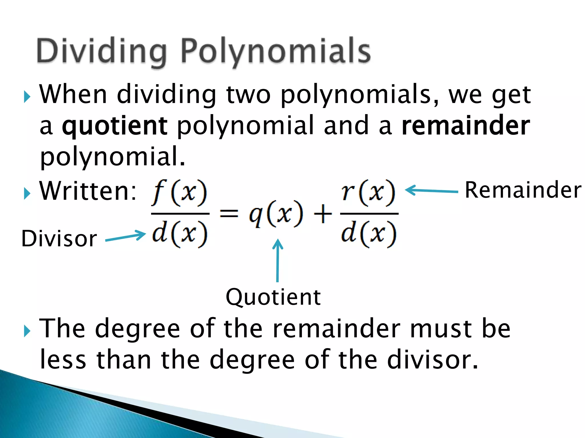 6.5 remainder and factor theorems | PPTX