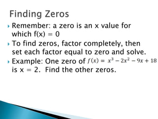 6.5 remainder and factor theorems | PPTX